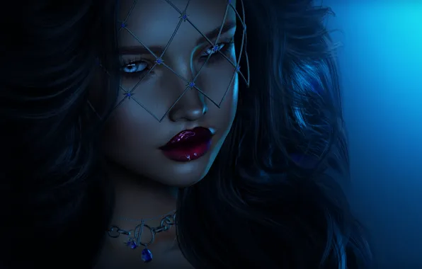 Download wallpaper rendering, face, girl, section rendering in resolution 1920x1080