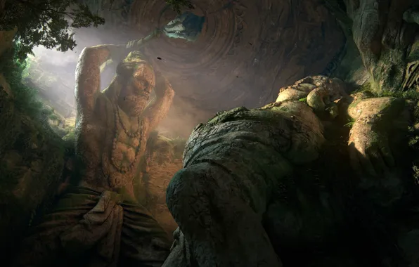 Wallpaper rock, game, fight, giant, colossus, Uncharted, kyojin, Uncharted: The Lost Legacy for ...