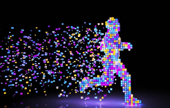 Wallpaper colors, colorful, figure, man, Pixel, rendering, digital art ...