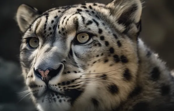 Wallpaper face, portrait, IRBIS, snow leopard, digital art, AI art, The Art of Artificial ...