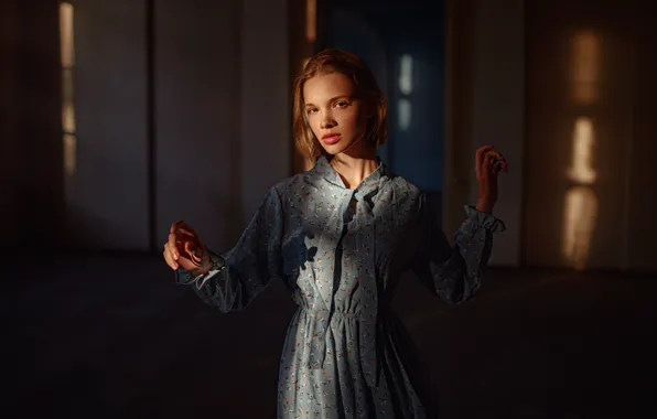 Wallpaper look, girl, portrait, shadow, twilight, George Chernyadev ...