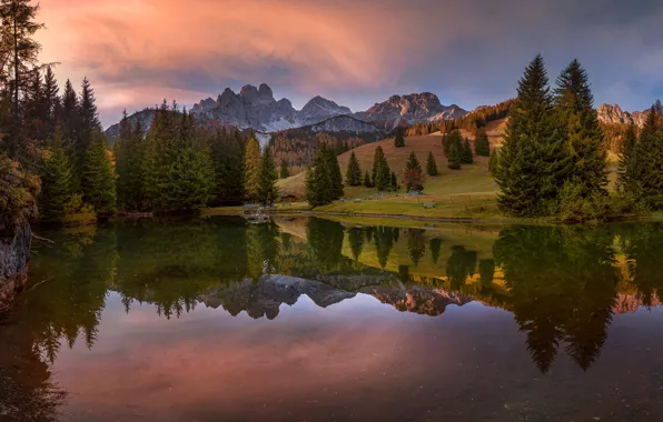 Wallpaper landscape, sunset, mountains, nature, lake, reflection, the ...