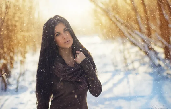 Wallpaper winter, girl, snow for mobile and desktop, section девушки ...