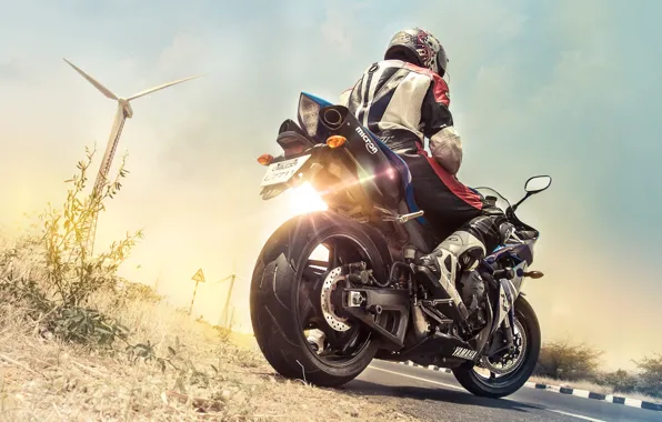 Wallpaper summer, dawn, motorcycle, motorcyclist, Yamaha for mobile and ...
