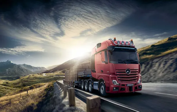 Download wallpaper Mercedes Benz, SLT, Actros, section trucks in ...