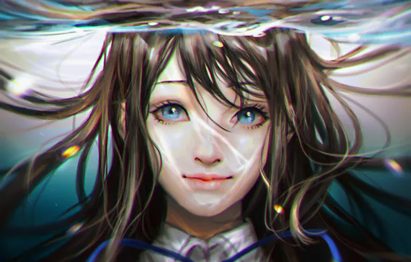 Download wallpaper water, girl, under water, anime, art, Amanchu ...