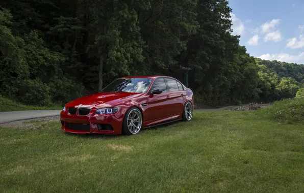 Wallpaper Red, Road, E90, Wheels, M3 for mobile and desktop, section ...