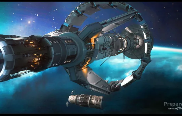 Wallpaper space, stars, space station, astronaut, preparation, helios ...