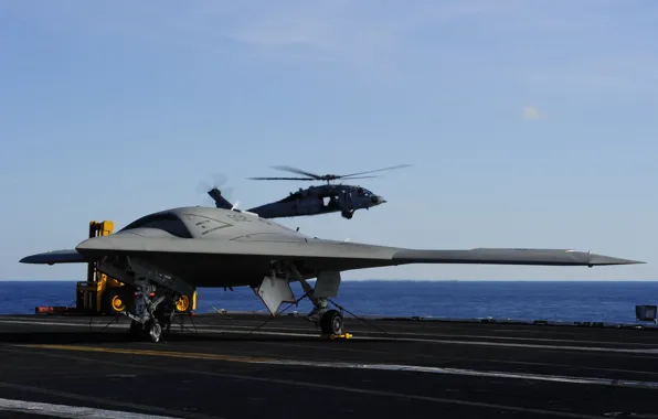 Download wallpaper USS Harry S. Truman, UAV X-47B 502, aboard the ...