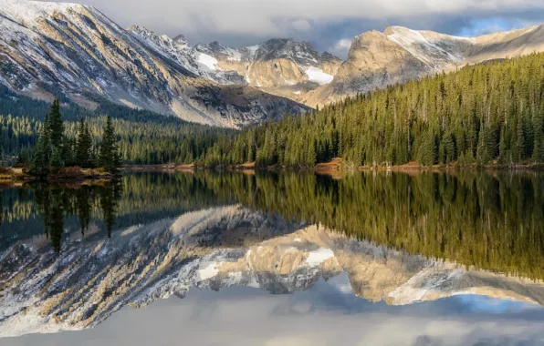 Download wallpaper forest, mountains, reflection, Colorado, Colorado ...