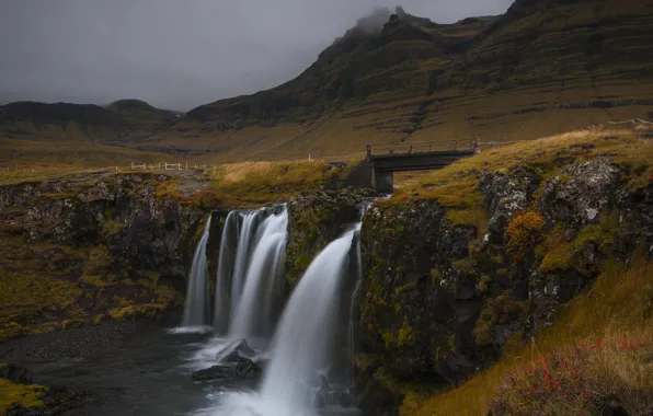 Download wallpaper mountains, waterfall, Iceland, section landscapes in ...