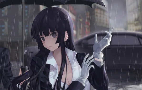 Wallpaper machine, girl, rain, umbrella for mobile and desktop, section ...