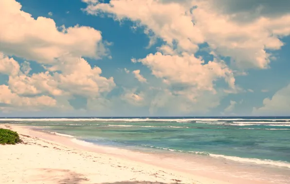 Wallpaper beach, the sky, clouds, the ocean, surf for mobile and ...