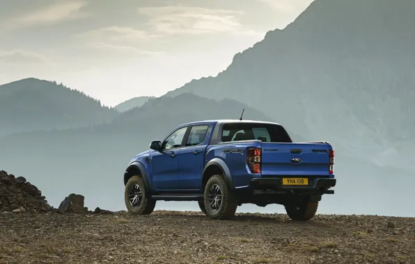 Wallpaper mountains, blue, open, Ford, Raptor, pickup, 2018, Ranger ...