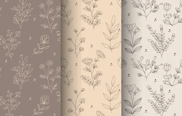 Download wallpaper flowers, background, pattern, brown, beige, pattern ...