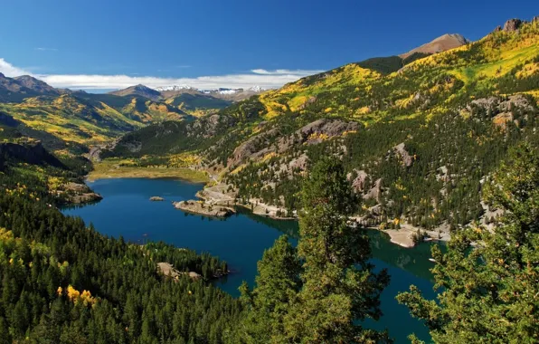 Wallpaper nature, lake, hill for mobile and desktop, section пейзажи ...