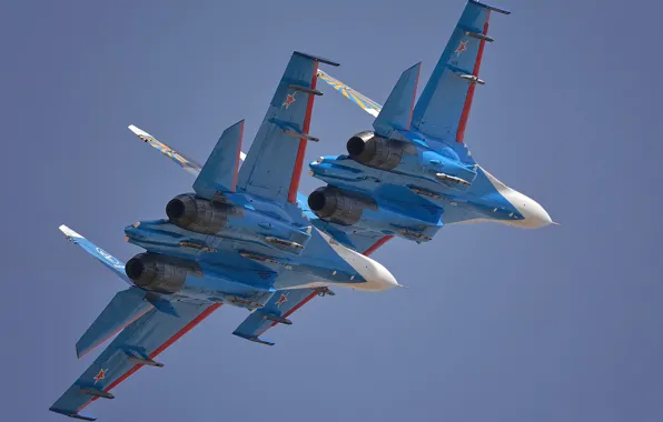 Wallpaper fighters, pair, Flanker, Su-27 images for desktop, section ...