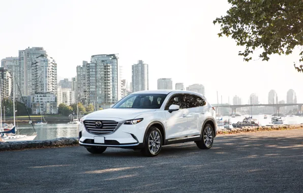 Download wallpaper photo, White, Mazda, Car, Crossover, CX-9, 2017–19 ...