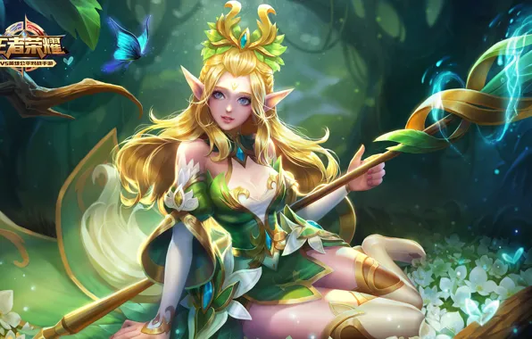 Wallpaper girl, flowers, elf, the game, King Of Glory, The king of glory images for desktop ...