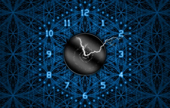 Wallpaper blue, time, arrows, patterns, lightning, watch, color ...
