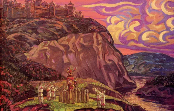 Wallpaper the ancient city, idol, paganism, Klimenko Andrew, Agony in ...