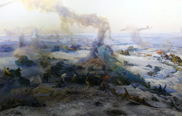 Wallpaper Winter, Snow, War, Panorama, Picture, Soldiers, Fragment ...