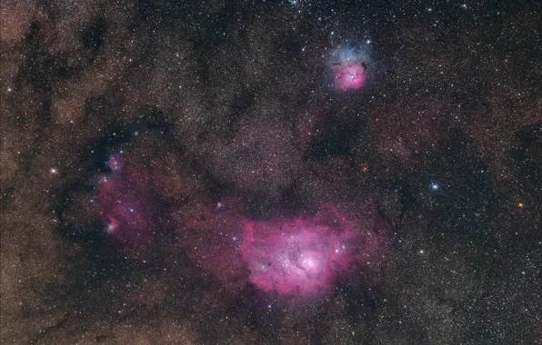 Download wallpaper space, The Lagoon Nebula, Triple nebula, section ...