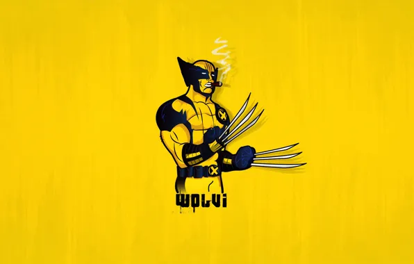 Wallpaper Minimalism, Wolverine, Wolverine, Minimal, Yellow background ...