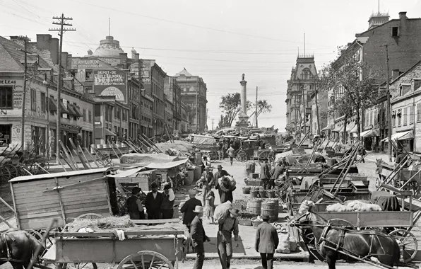 Wallpaper the city, retro, USA, market, 1900-the year for mobile and ...