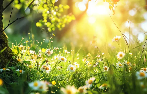 Wallpaper Greens Summer Light Flowers Nature Tree Glade