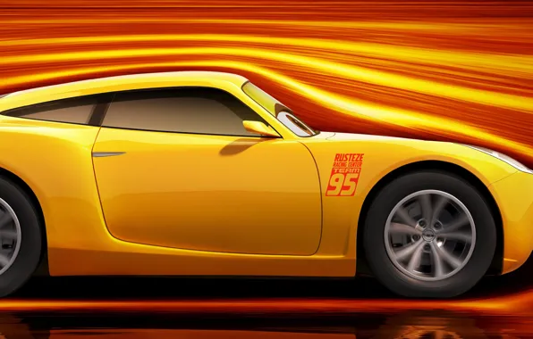 Download wallpaper car, Disney, Cars, yellow, race, speed, animated ...