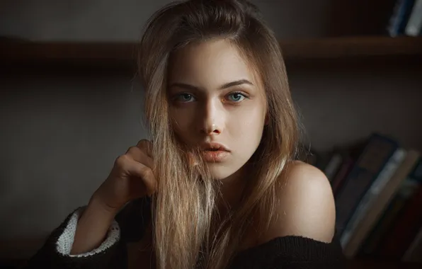 Wallpaper look, pose, model, books, portrait, makeup, hairstyle, brown ...