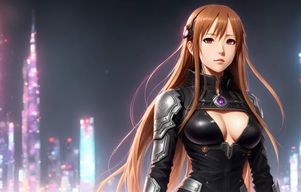 Wallpaper girl, fantasy, armor, art, cyberpunk, digital art, fantasy art, fantasy girl, Stable ...