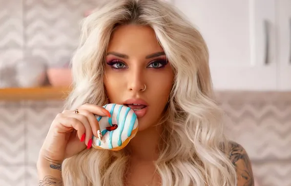 Wallpaper girl, sexy, model, tattoo, face, look, blonde, pose images for desktop, section ...