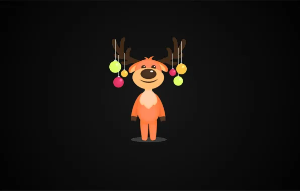 Wallpaper balls, black, new year, Christmas, minimalism, deer, Milota ...