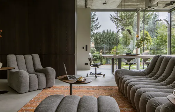 Wallpaper design, style, interior, Poland, Warsaw, OTO Film's HQ, OTO ...