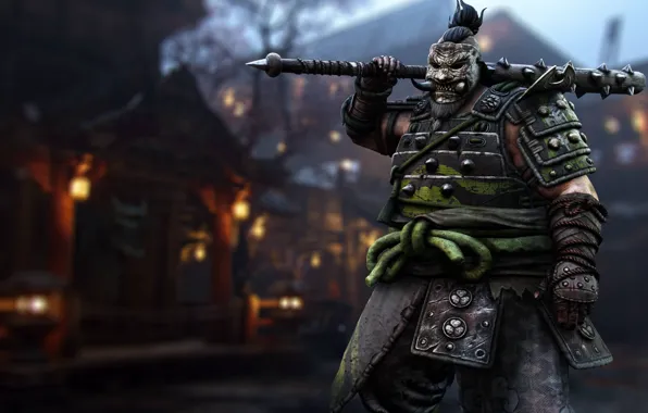 Wallpaper game, armor, weapon, man, samurai, mask, japonese, For honor ...