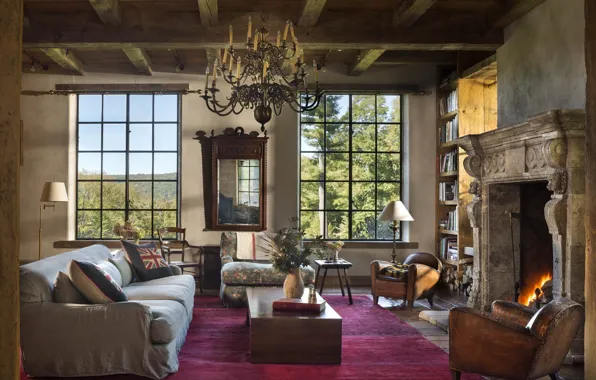 Download wallpaper design, interior, fireplace, living room, Victorian ...