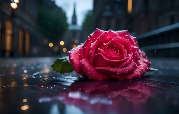 Wallpaper road, drops, rain, roses for mobile and desktop, section ...