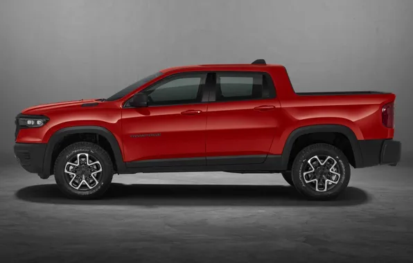 Download wallpaper red, red, pickup, pickup truck, 2023, Stellantis ...