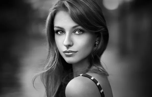 Wallpaper girl, portrait, black and white photo, photographer Franck ...