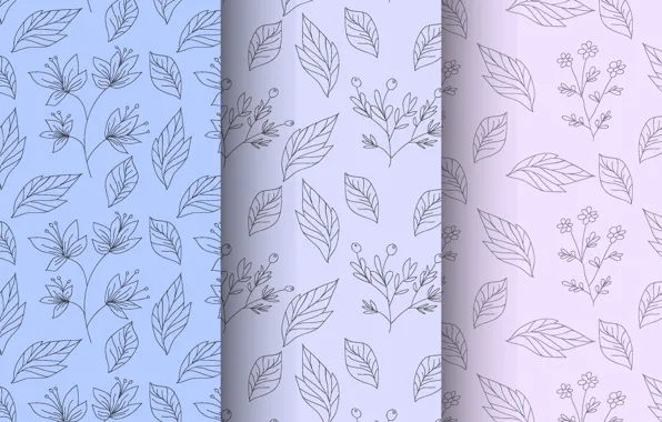 Download wallpaper leaves, flowers, background, blue, seamless, section ...