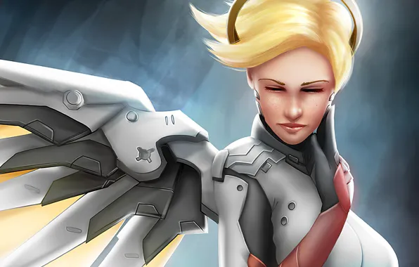 Wallpaper girl, Blonde, Overwatch, Mercy for mobile and desktop ...