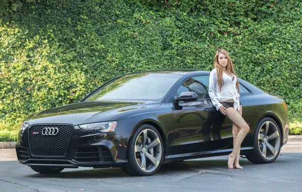 Wallpaper auto, look, Audi, Girls, beautiful girl, posing on the car ...