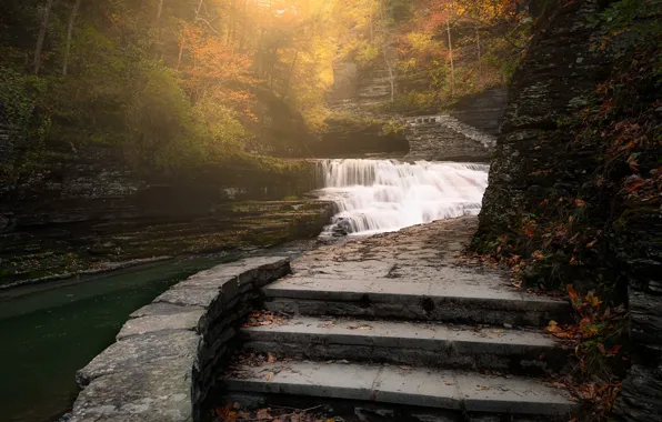 Download wallpaper waterfall, ladder, stage, section landscapes in ...