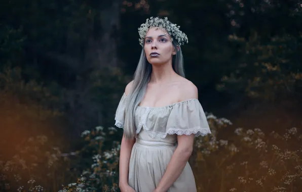 Wallpaper girl, makeup, wreath, Aleah Michele, The world is full for ...