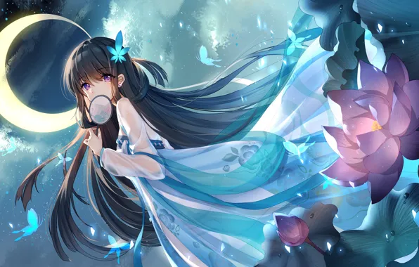 Wallpaper girl, anime, Lotus for mobile and desktop, section арт ...