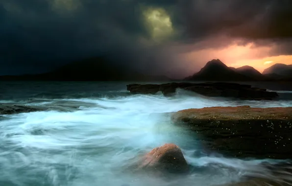 Download wallpaper sea, mountains, clouds, section nature in resolution ...