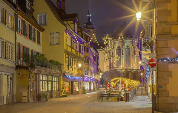 Wallpaper lights, France, Christmas, Colmar for mobile and desktop ...