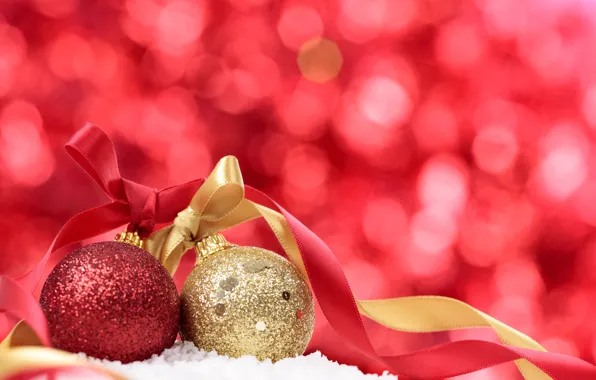Wallpaper Christmas, New year, red background, Christmas decorations ...